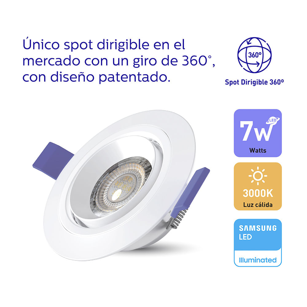 Spot led Dirigible 360° Eagle Eye 7w luz cálida Wellmax-Samsung - Promart