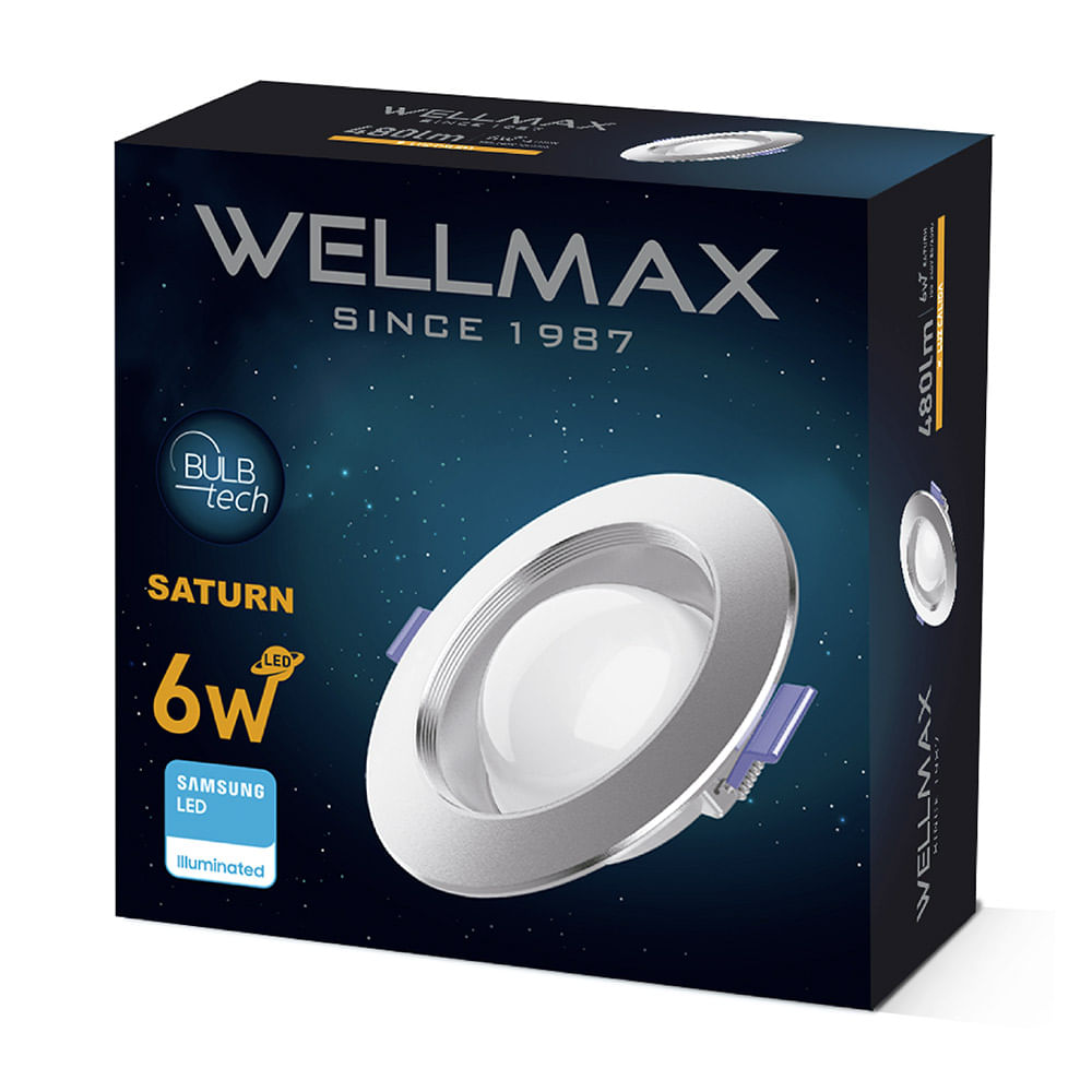 Spot Led Saturno Plateado para Caja Octagonal 6w Luz Cálida Wellmax ...