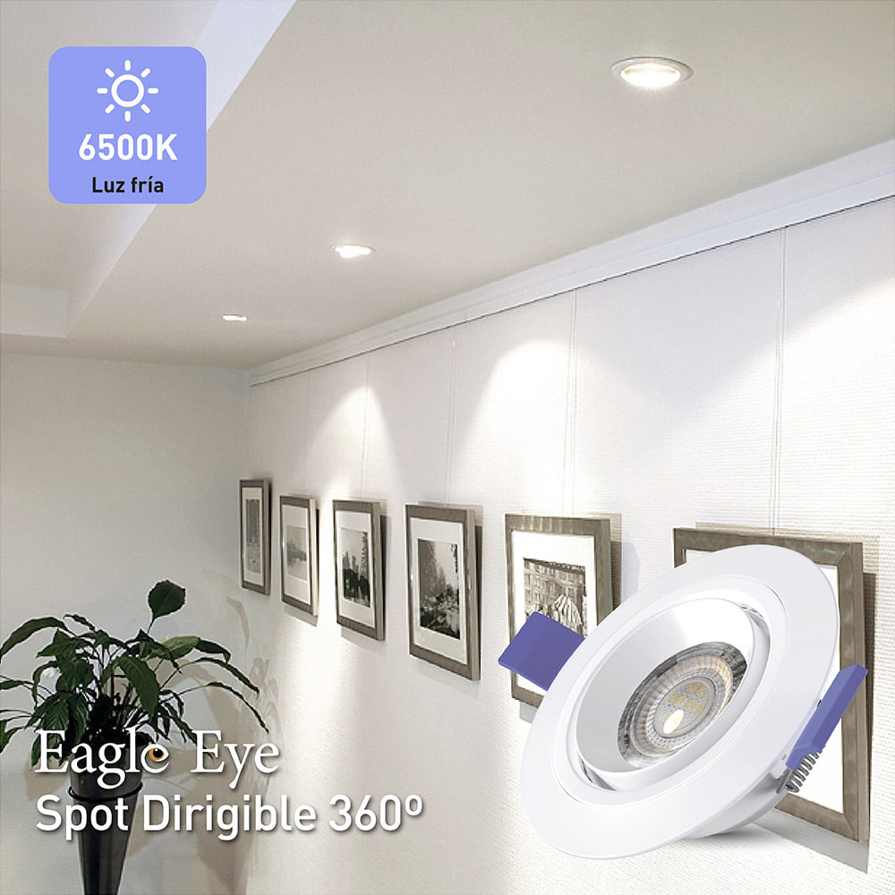 Spot led dirigible 360° Eagle Eye 7w luz fría Wellmax-Samsung - Promart