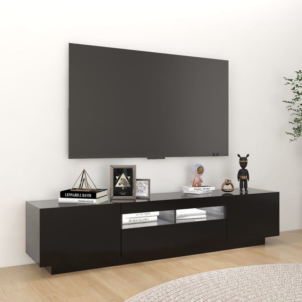 Mueble de TV con luces LED color Negro TU MESITA 3 puertas - Promart
