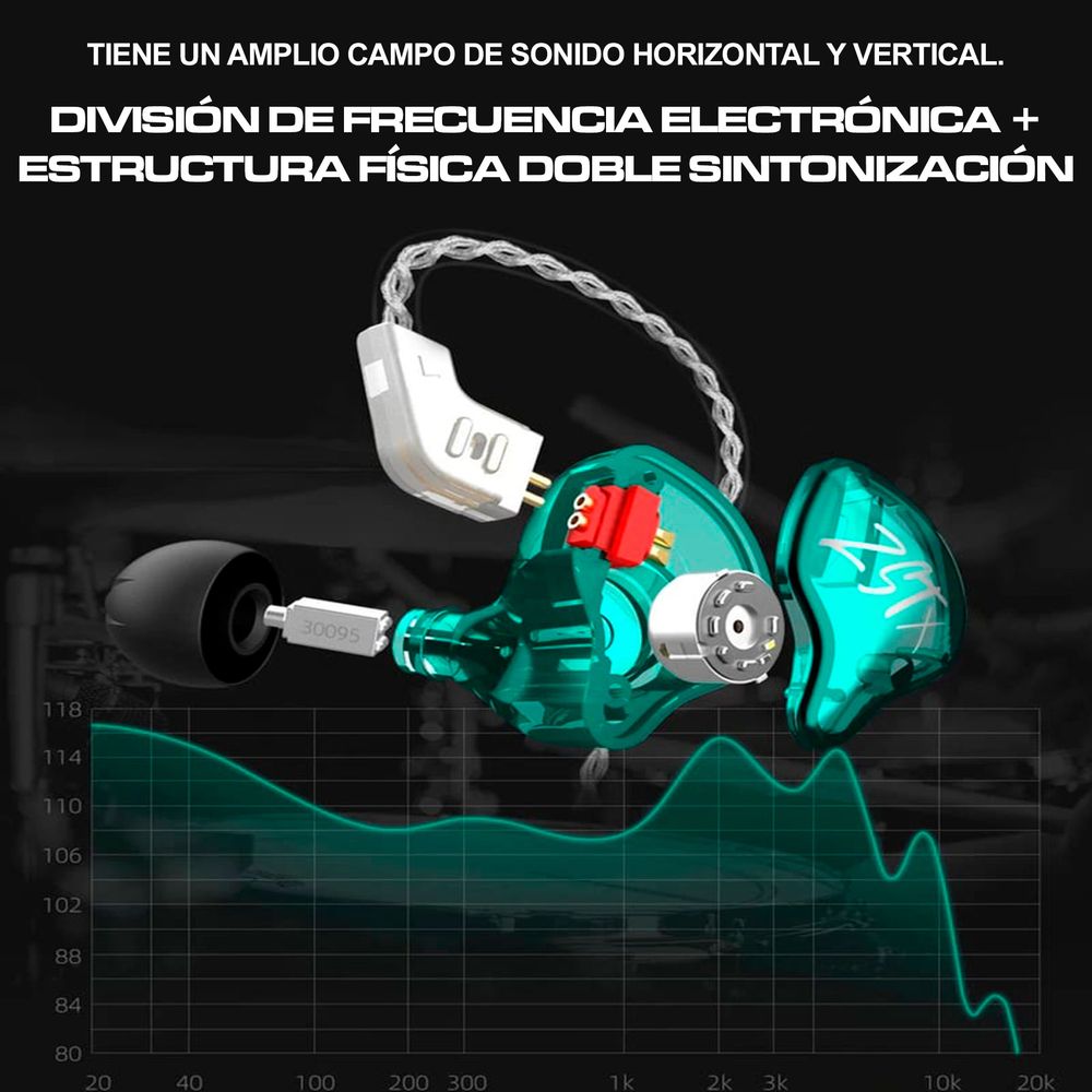 Audífonos In-Ear Gamer con micro KZ ZST X Celeste - Promart