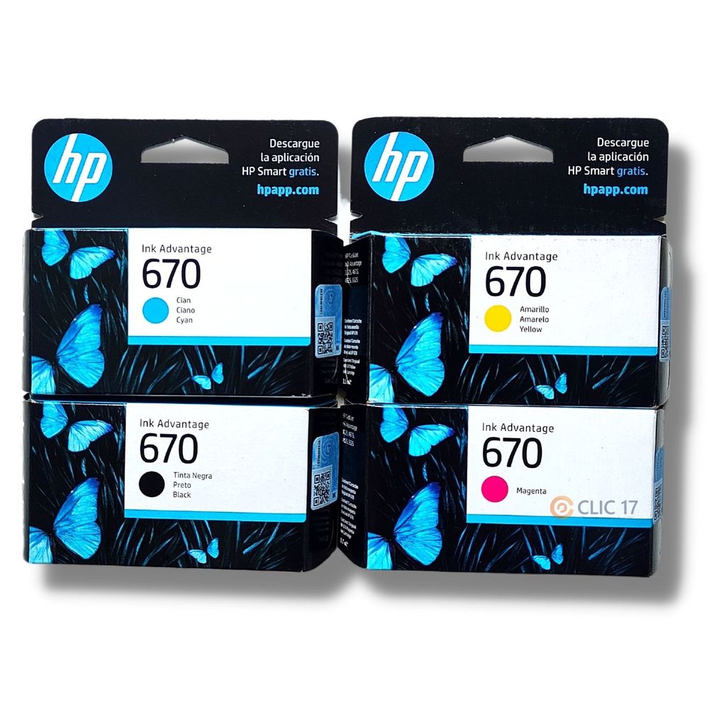 Kit Tinta HP 670 Cyan Magenta Amarillo Negro - Promart