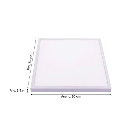 Panel LED Luminika 60x60cm 48W Luz Fría Adosado de Aluminio/Acrílico ...