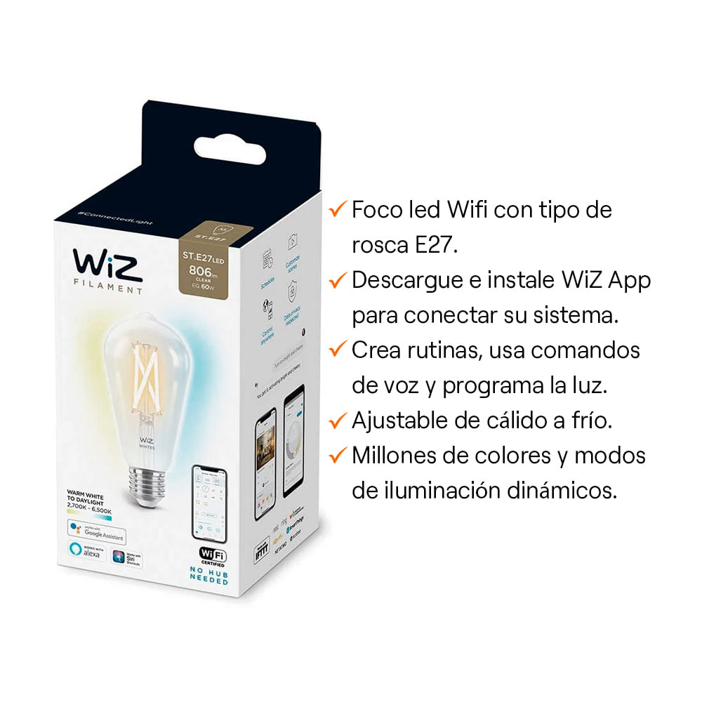 Foco led Wiz filamento smart St64 - Promart