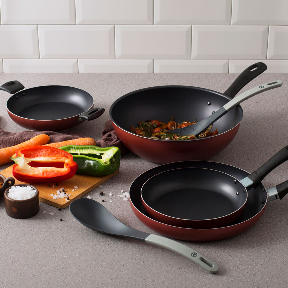 Sarten Wok antiadherente c/tapa Redblue 28cm Ilko - Promart