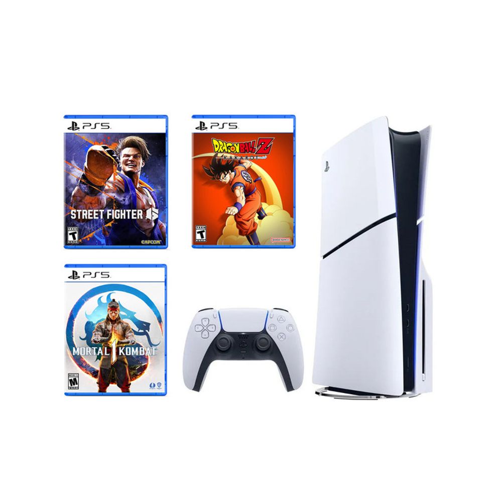 Consola Ps5 Slim Lectora de Discos + Mortal Kombat 1 + Street Fighter 6 ...