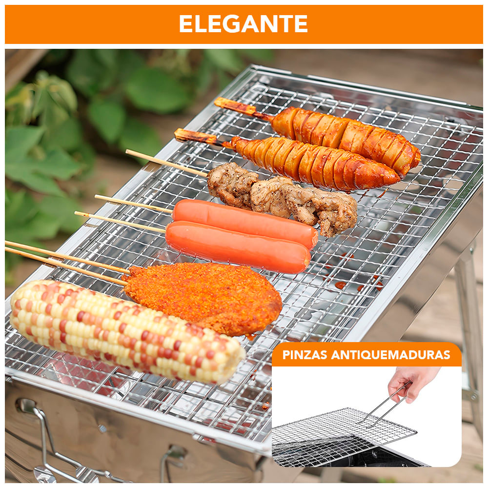 Parrilla a Carbón Portátil Plegable Plateado TL2 - Promart