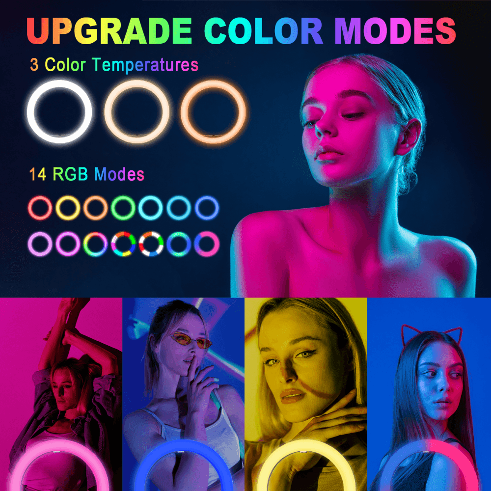 Aro LED 45CM Blanco RGB + Trípode y Control Remoto para estudio ...