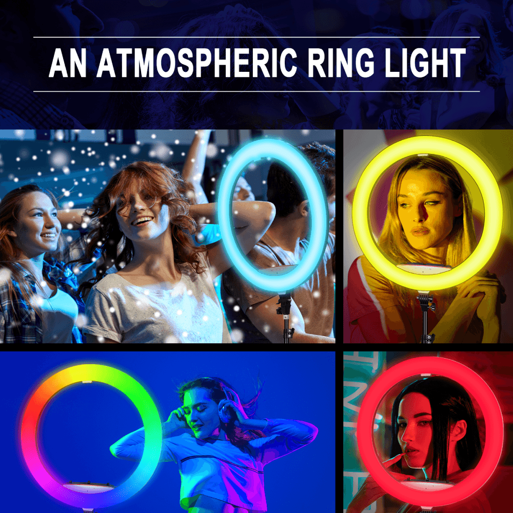 Aro LED 56CM Blanco RGB + Trípode y Control Remoto para estudio ...