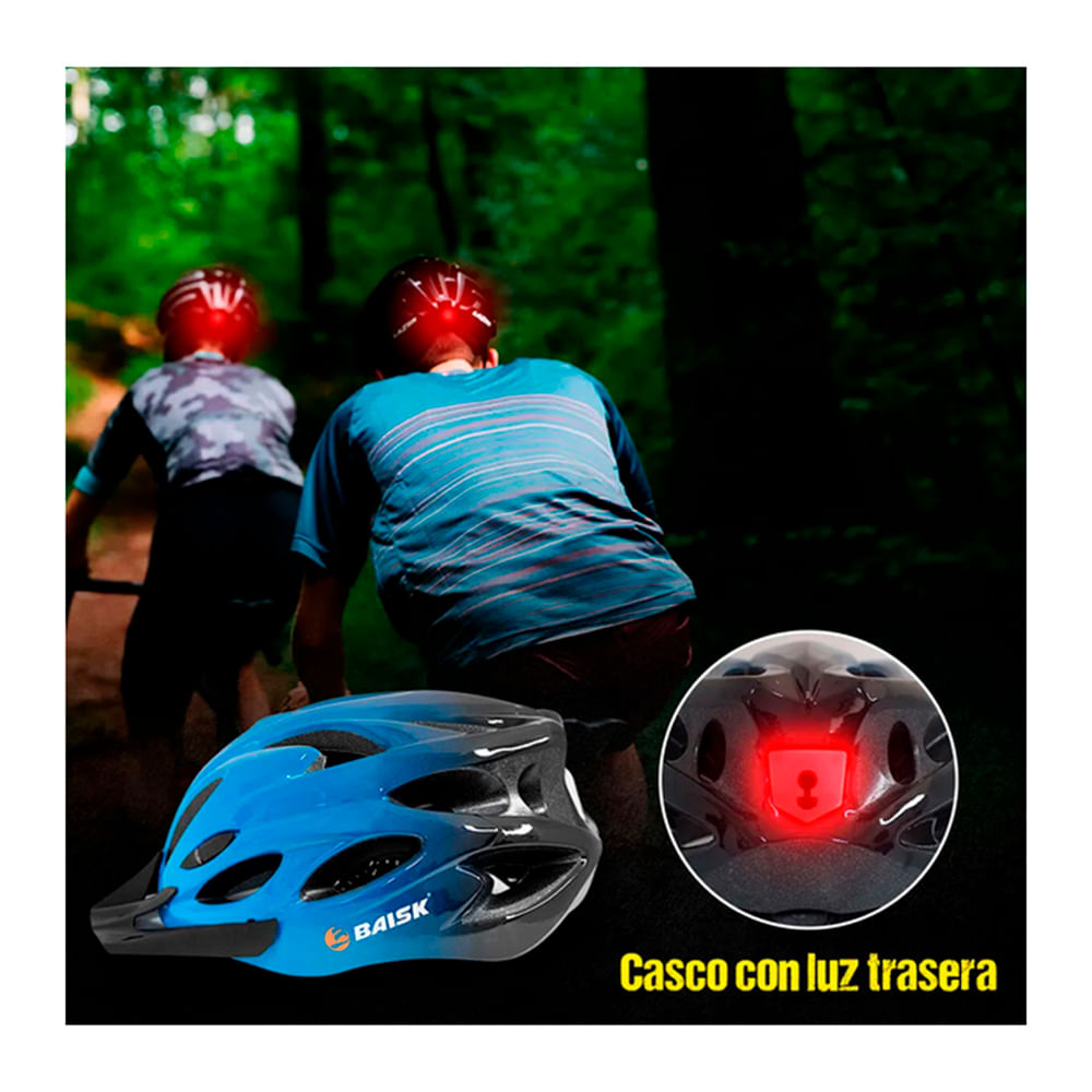 Casco para Bicicleta con Luz Recargable USB Ciclismo Color Azul - Promart