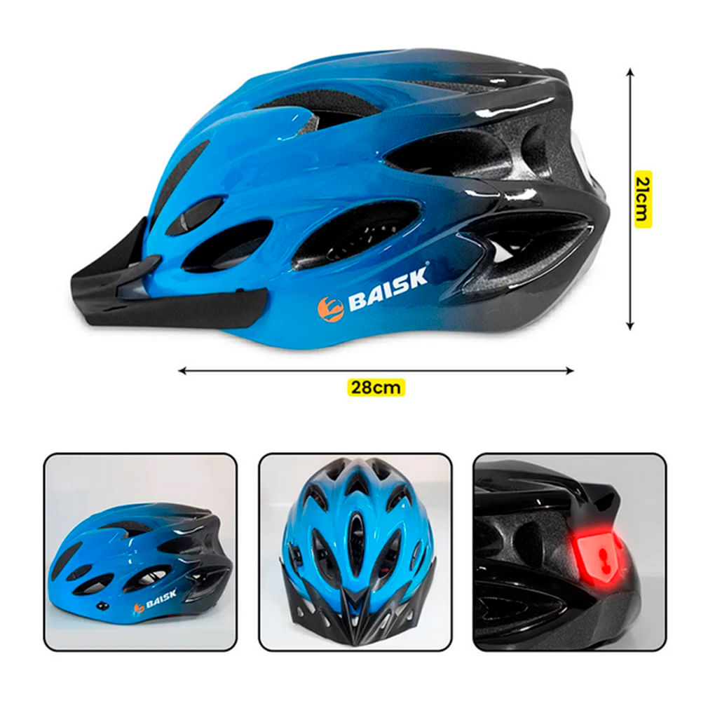 Casco para Bicicleta con Luz Recargable USB Ciclismo Color Azul - Promart