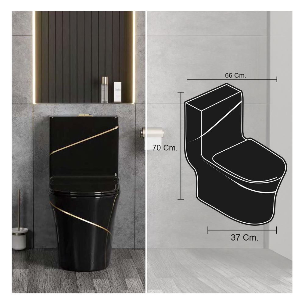 Inodoro Minimalista LORI Negro C/ Dorado Stone | Promart.pe - Promart