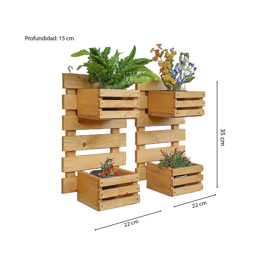 Macetero Doble de Madera Carmin Movenda - Promart