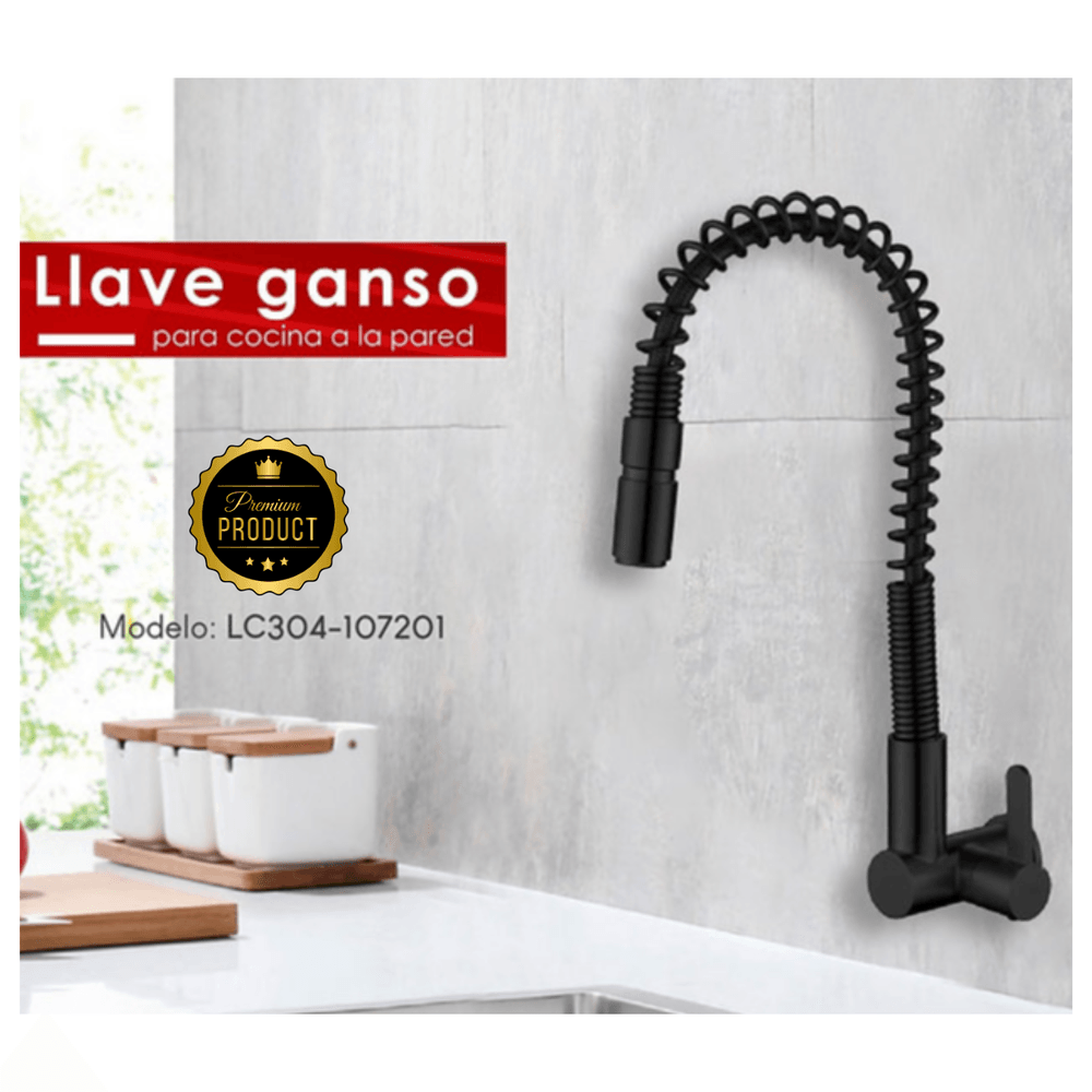 Llave ganso Negro para Cocina XM 107201 Acero Inoxidable - Promart