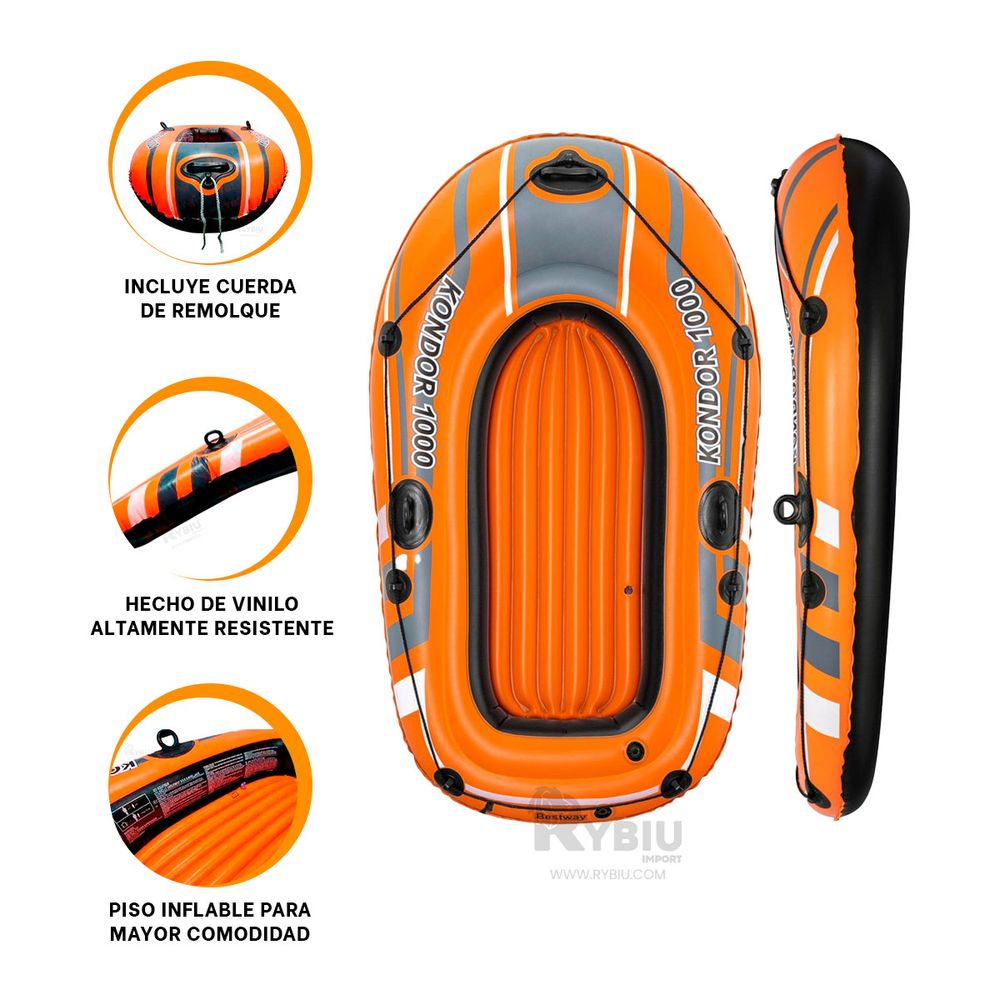 Bote Balsa Inflable Individual de Color Naranja - Promart