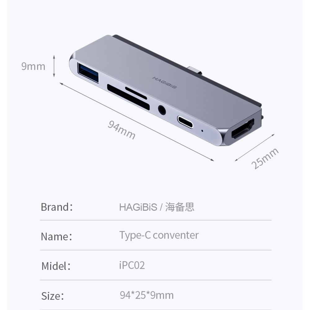 Hub Para Ipad Pro/Air/Mini 6 en 1 HAGIBIS - Promart