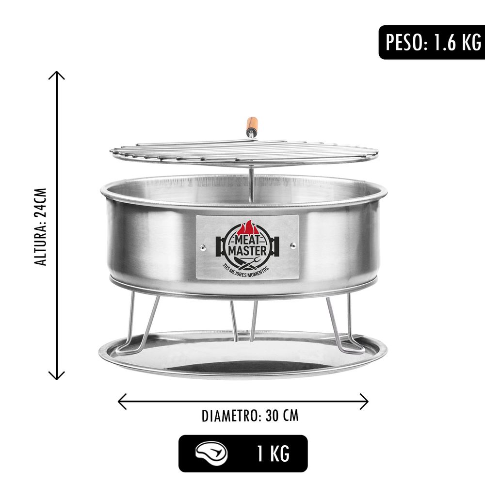 Mini Parrilla Portatil Inoxidable Con Parrilla Giratoria - Promart
