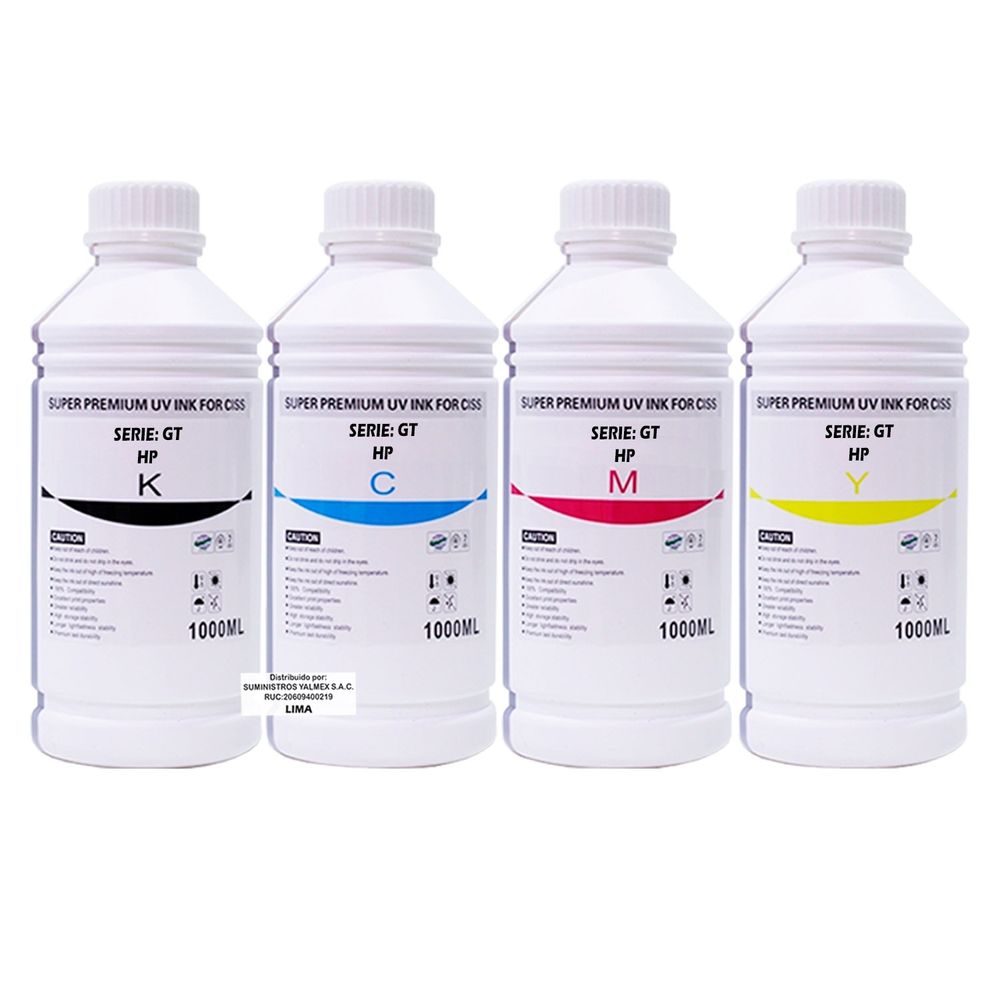 Pack de Tinta Compatible Litro Uv para Hp GT53 Negro y GT52 Colores ...