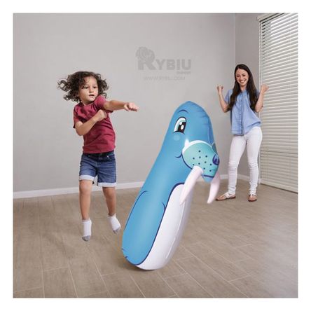 Porfiado Inflable de Foca Marina Resistente Color Celeste - Promart