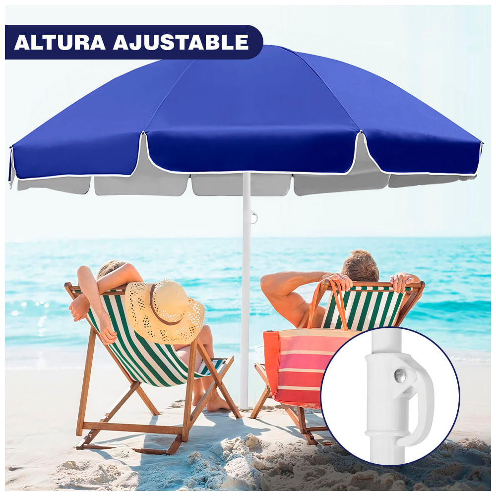 Sombrilla de Playa Grande para Sol 180cm Azul 0Y1 - Promart