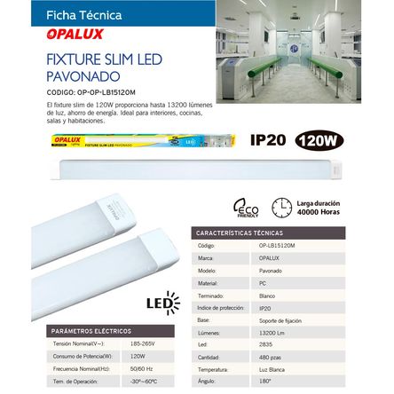 Prismático led Pavonado 120W Luz fría Opalux - Promart