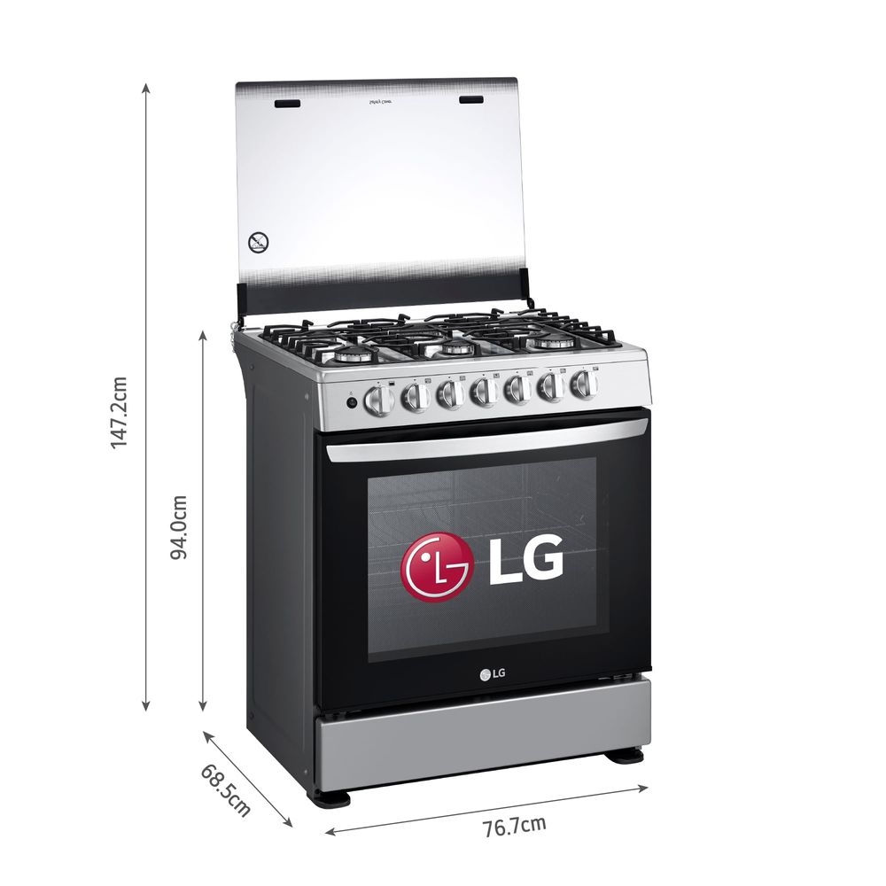 Cocina a Gas LG 6 Quemadores LRGZ5253S Inox - Promart