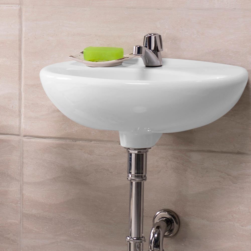 Lavatorio Ovalado de Loza Vitrificada Trebol Modelo Fontana Blanco ...