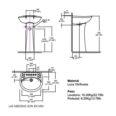 Lavatorio Ovalado De Loza Vitrificada Blanco Trebol Promart