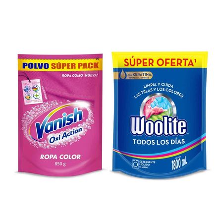 Pack Quitamanchas VANISH Multiusos Pink Gold Bolsa 850g + Detergente ...