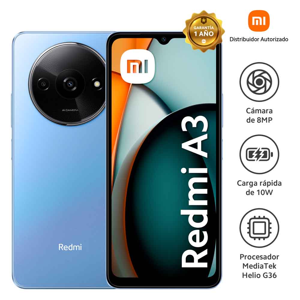Smartphone XIAOMI Redmi A3 6.5" 3GB 64GB 5MP+2MP Star Blue - Promart