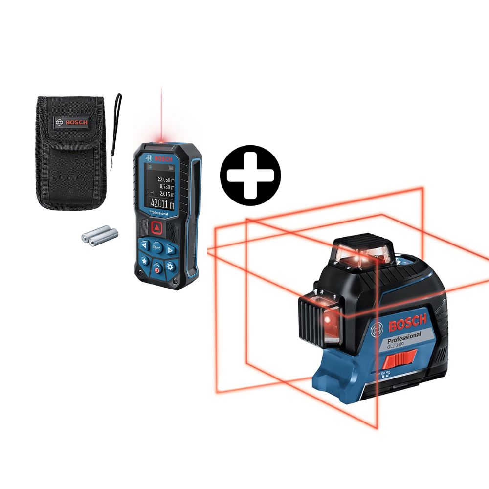 COMBO Bosch: Medidor láser 50mt Glm 50-22 + Nivel láser GLL3-80 - Promart