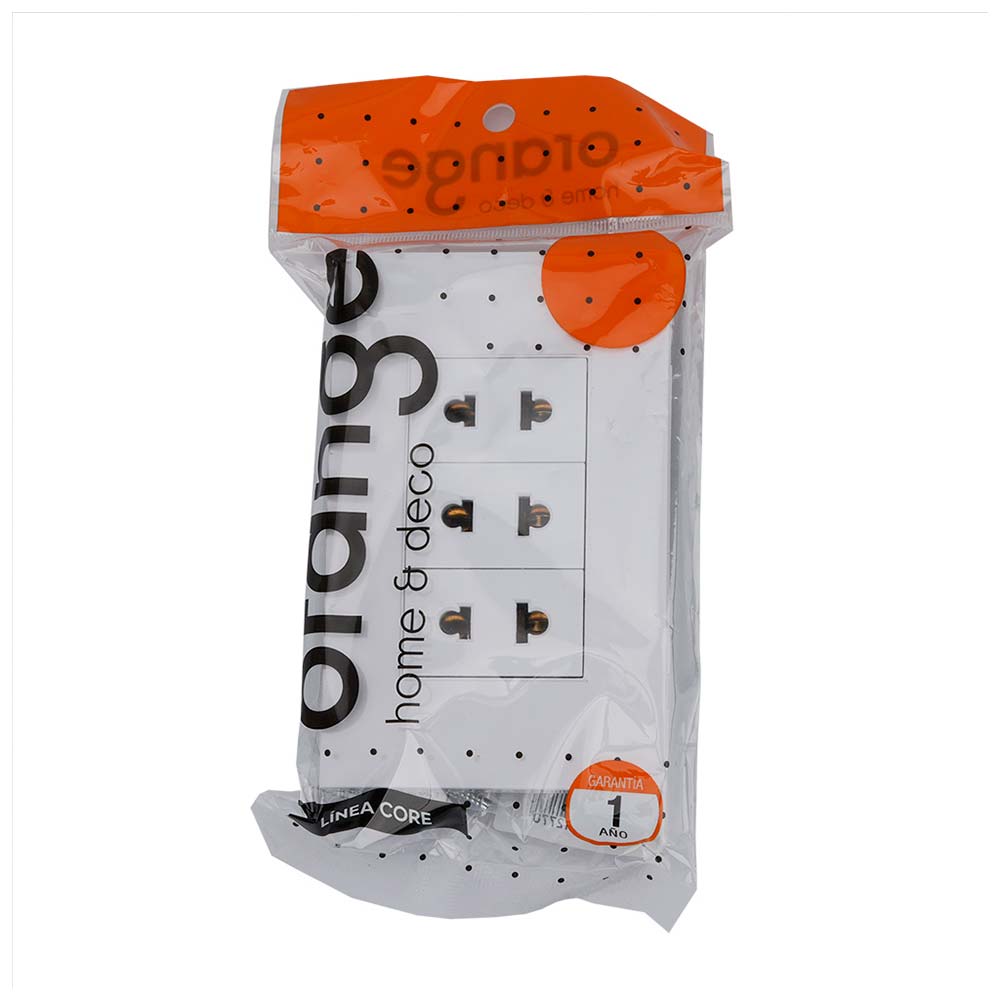 Tomacorriente Core Triple Universal Blanco Orange - Promart