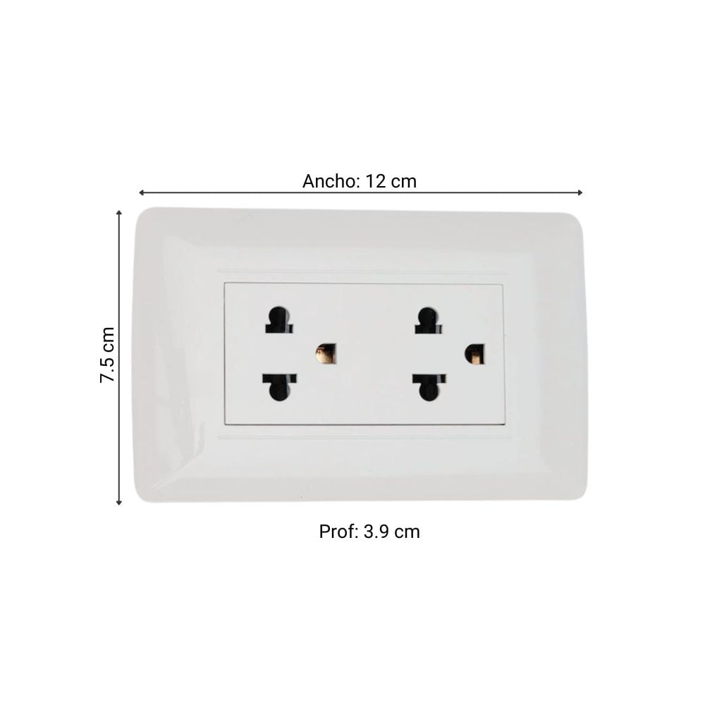 Tomacorriente Essential Doble Universal Blanco Orange - Promart