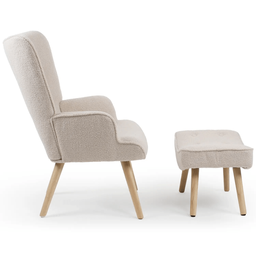 Butaca Moderna Trevor con Reposador en Tela(Rizo de Lana) Crema TU ...