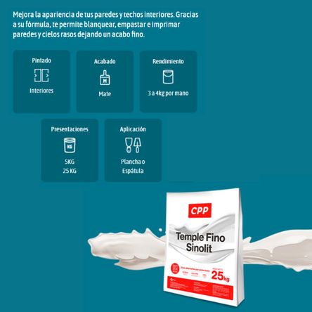 Caja de Temple fino Sinolit Blanco 25kg CPP - Promart