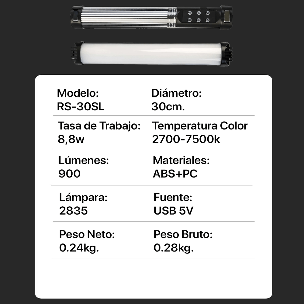 Barra Luz Led Profesional RGB 30Cm Para Fotos y Videos | Promart.pe ...