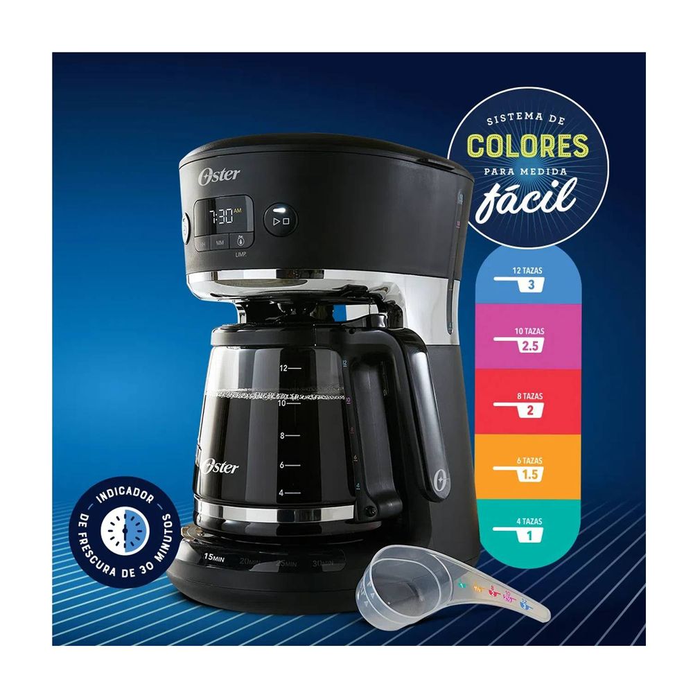 Cafetera Oster Bvstrf100 de 12 tazas Negro - Promart