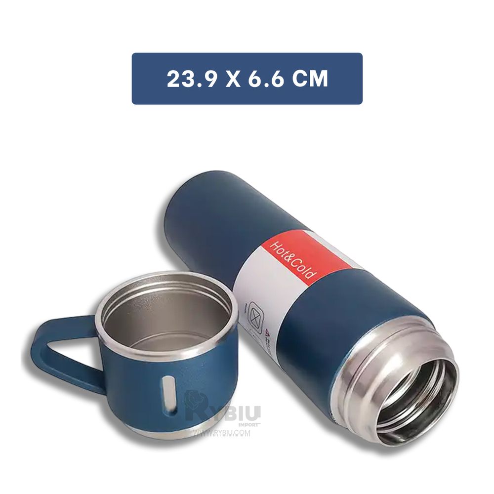 Termo Individual Termico de Acero con 2 Tazas Azul - Promart