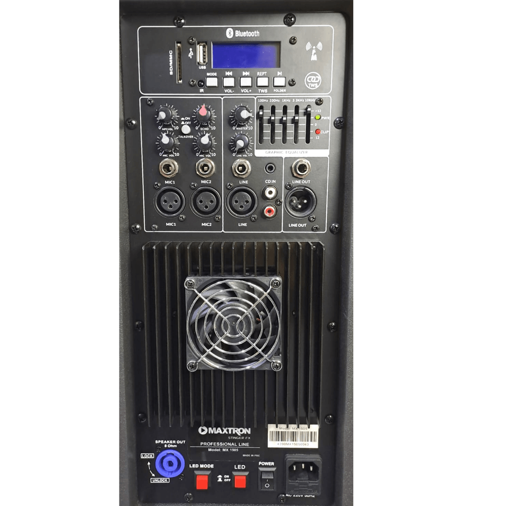 Sistema De Audio Profesional Maxtron MX1505 con XLR LED USB BT SD FM ...