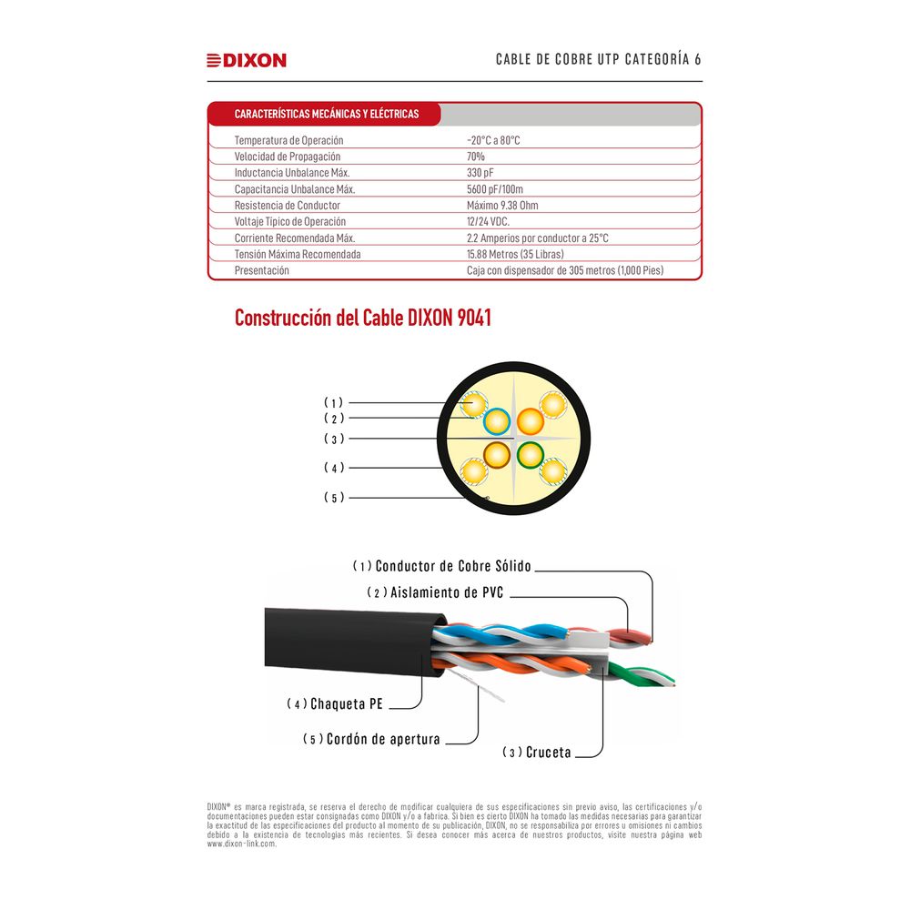 Rollo de Cable Utp Cat6 23 Awg 305m Serie 9041 Cobre Exterior - Promart
