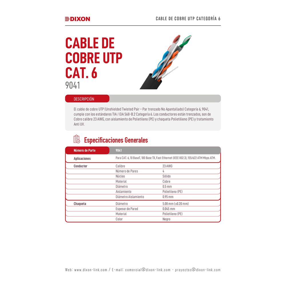 Rollo de Cable Utp Cat6 23 Awg 305m Serie 9041 Cobre Exterior - Promart