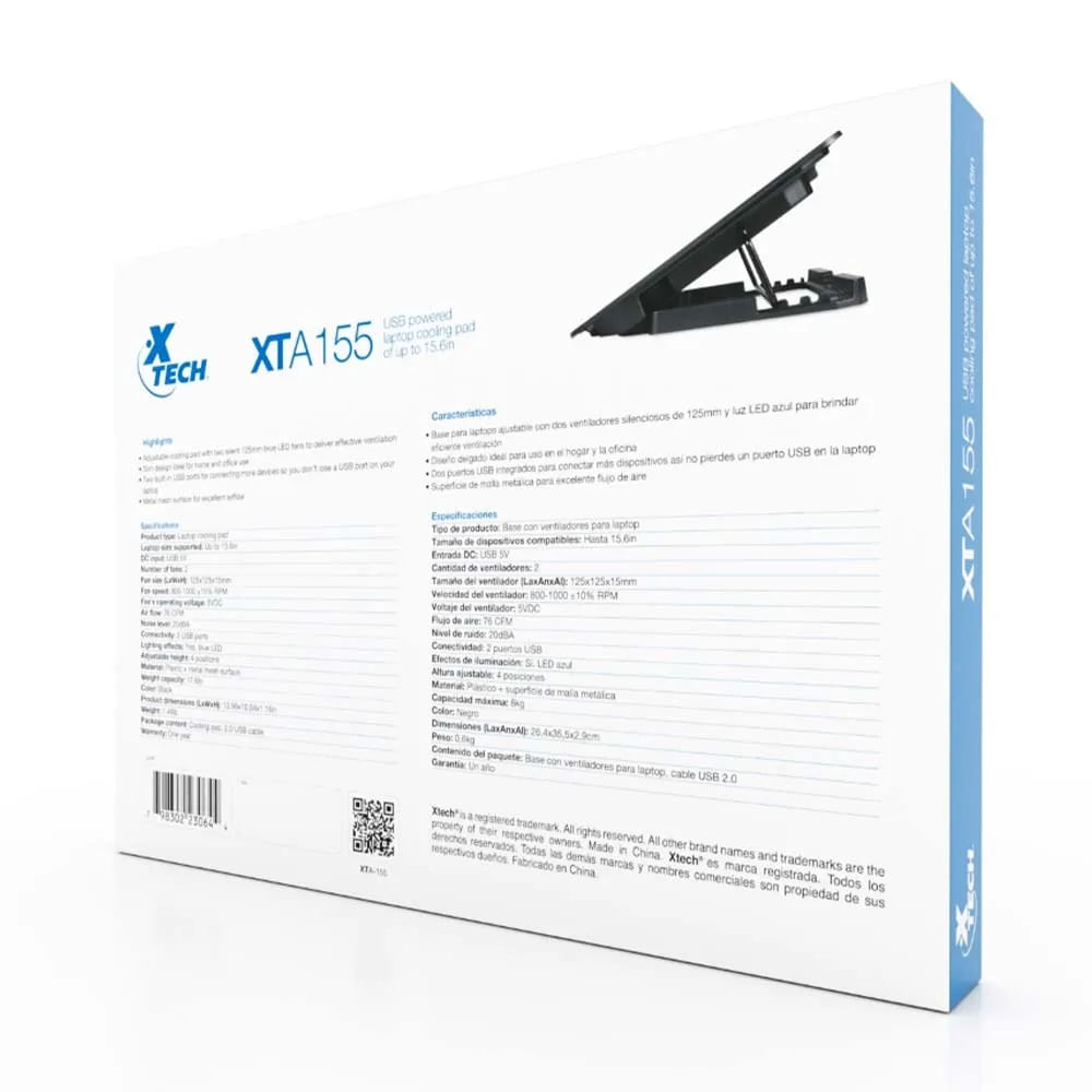 Ventilador Laptop XTECH XTA-155 Hasta 15.6" Pulgadas - Promart