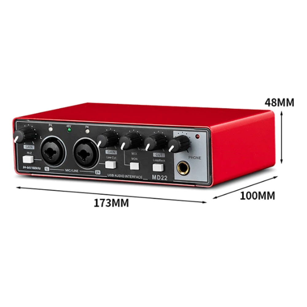 Interface de Audio para 2 micrófonos con phantom power MD22 - Promart