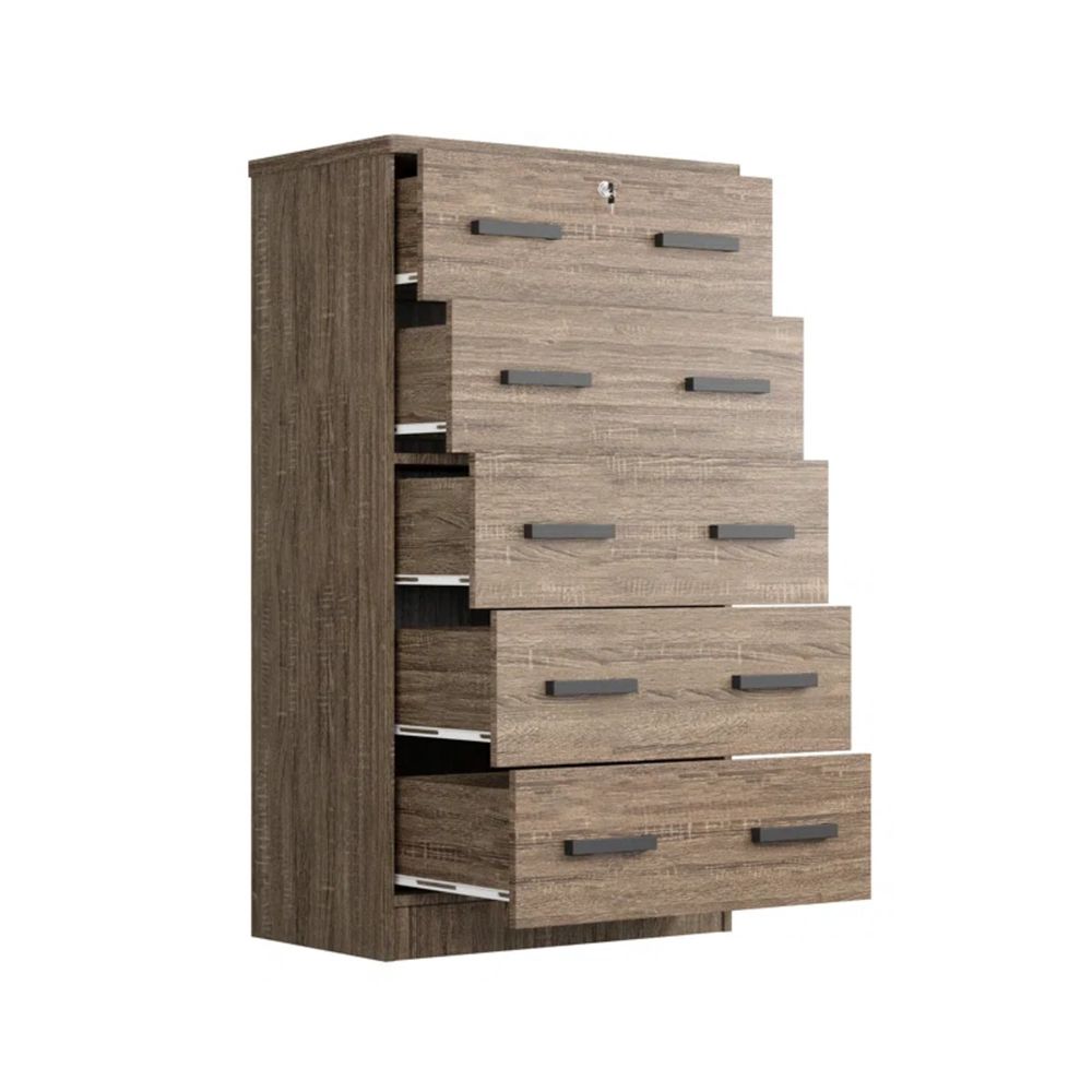 Cómoda con Llave George 5 Cajones Marrón R&R MUEBLES - Promart