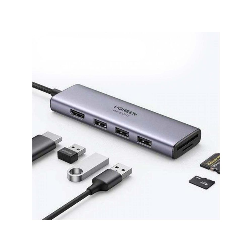 Hub Ugreen Usb-C 6 In 1 Hdmi4K @30Hz Us3.0 3Sd/Tf Cm511-20956A Grey - Promart