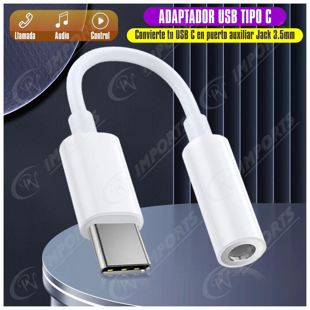 Cable Adaptador USB C a Auxiliar Jack Audio Micro TRRS - Promart