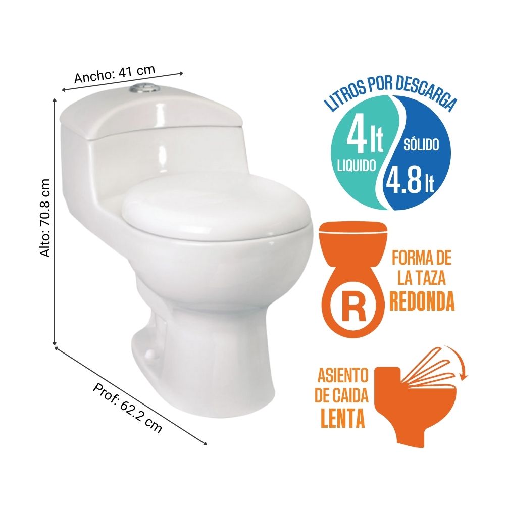 Inodoro One piece Balanz Blanco PD AS SD Trebol - Promart