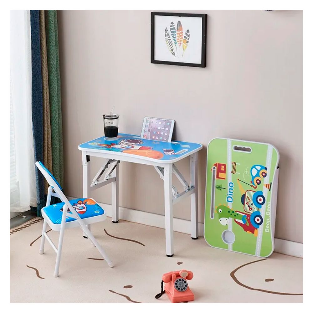 Mesa Escritorio Infantil Niño Con Silla Plegable Azul - Promart