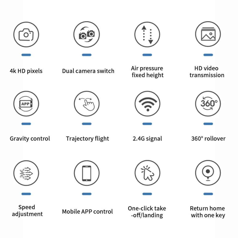 Dron Profesional E88 4K Dual Cámara WiFi HD RC Video Plegable SONGLINSL E88 4K - Promart