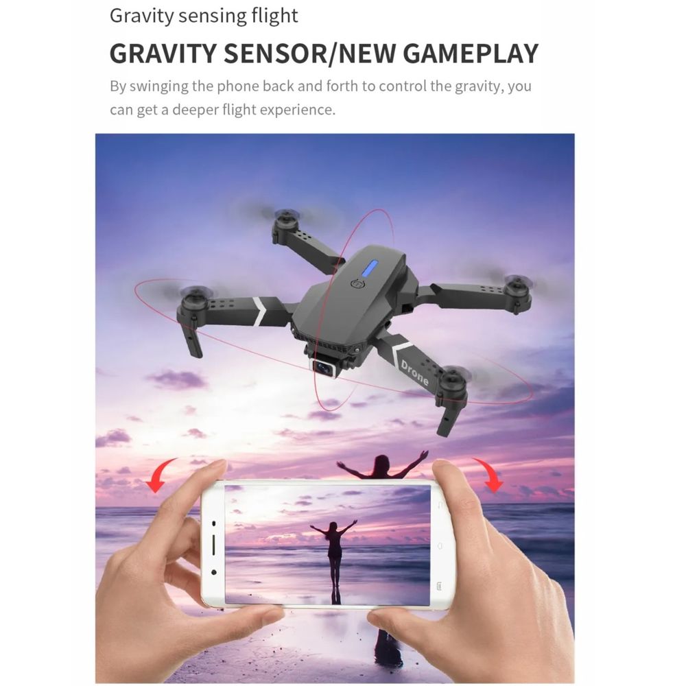 Dron Profesional E88 4K Dual Cámara WiFi HD RC Video Plegable SONGLINSL E88 4K - Promart